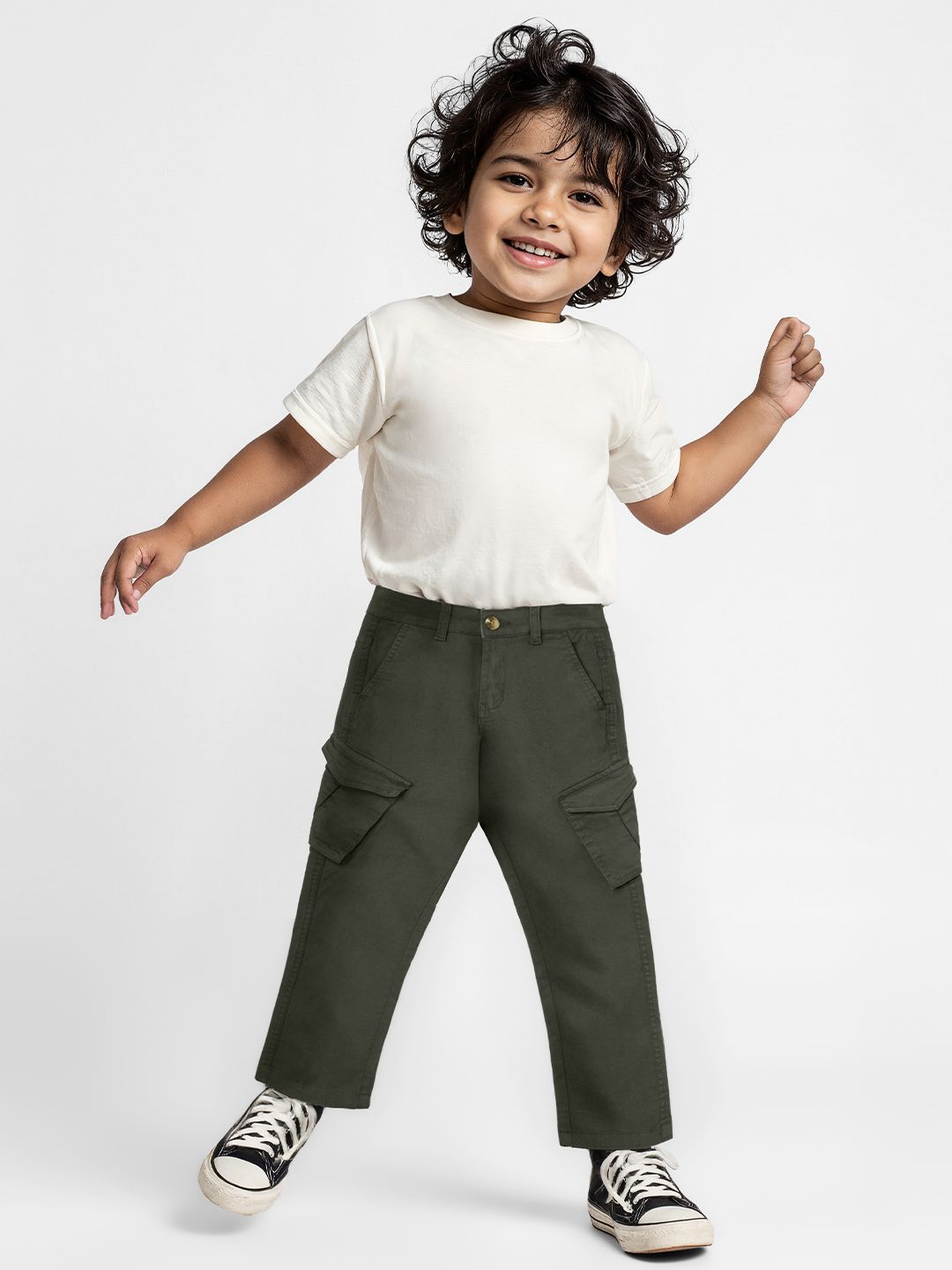 Buy Solids: Forest Green Boys Cargo Pants Online