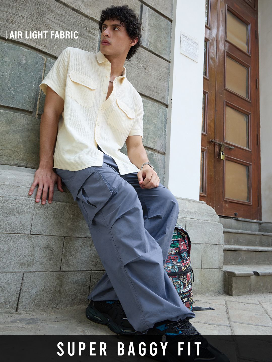 Solids: Prussian Blue Men Parachute Pants