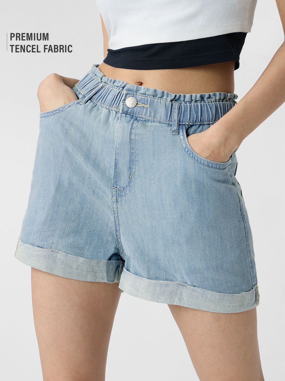 Buy Denim Shorts: Stone Women Denim Shorts Online