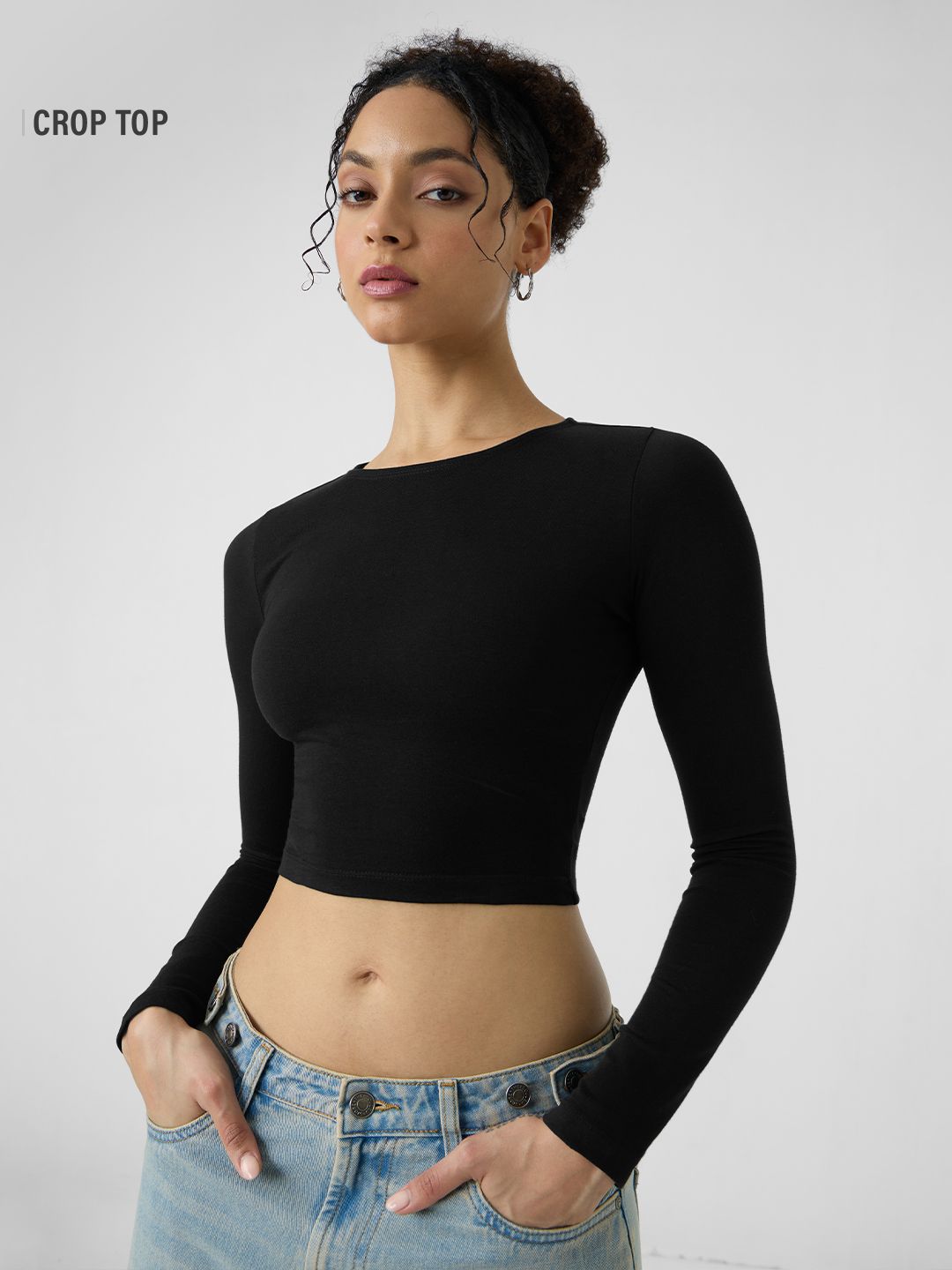 Buy Solids: Black (Cropped Fit) Women Cropped Tops online at The Souled ...