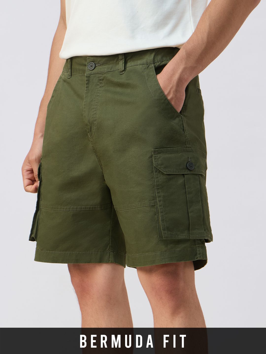 Buy Cargo Shorts: Forest Green Men Cargo Shorts Online