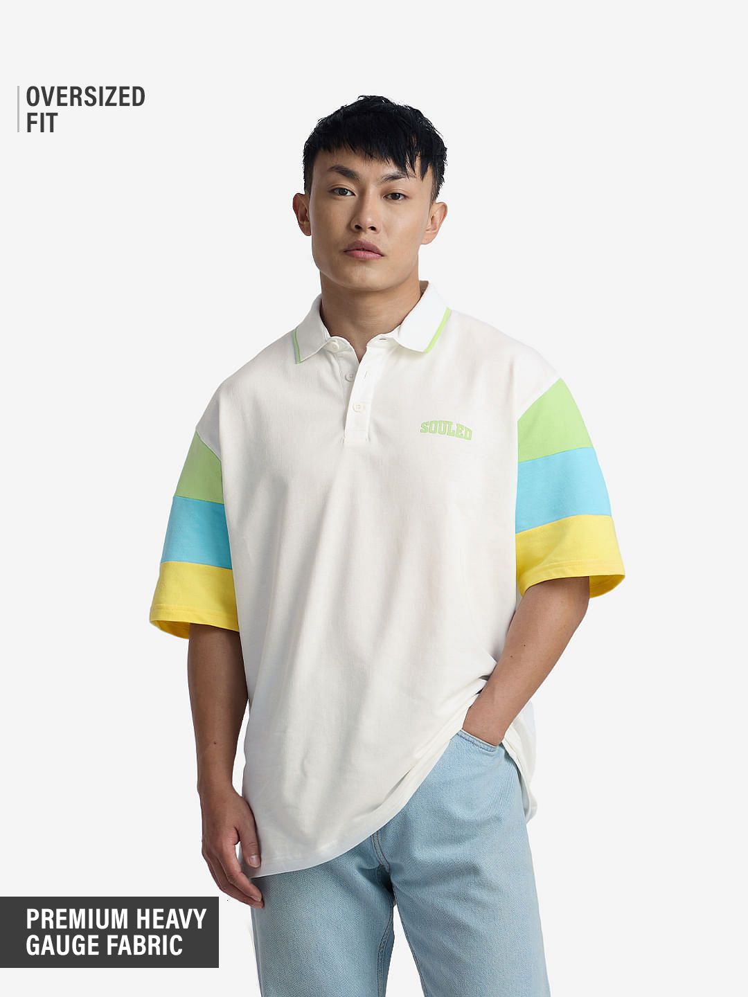 Buy Solids: Pink & Navy Logo Oversized Polo Online