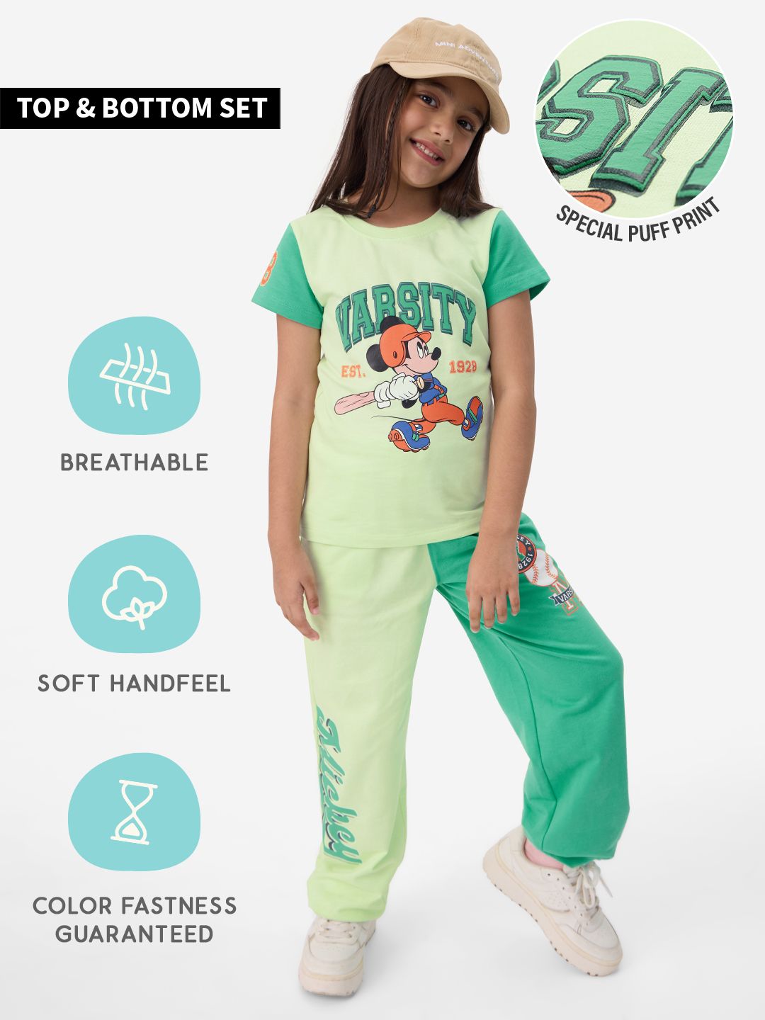 Mickey Mouse: Athletic League Set Girls Cotton Co-ord Sets