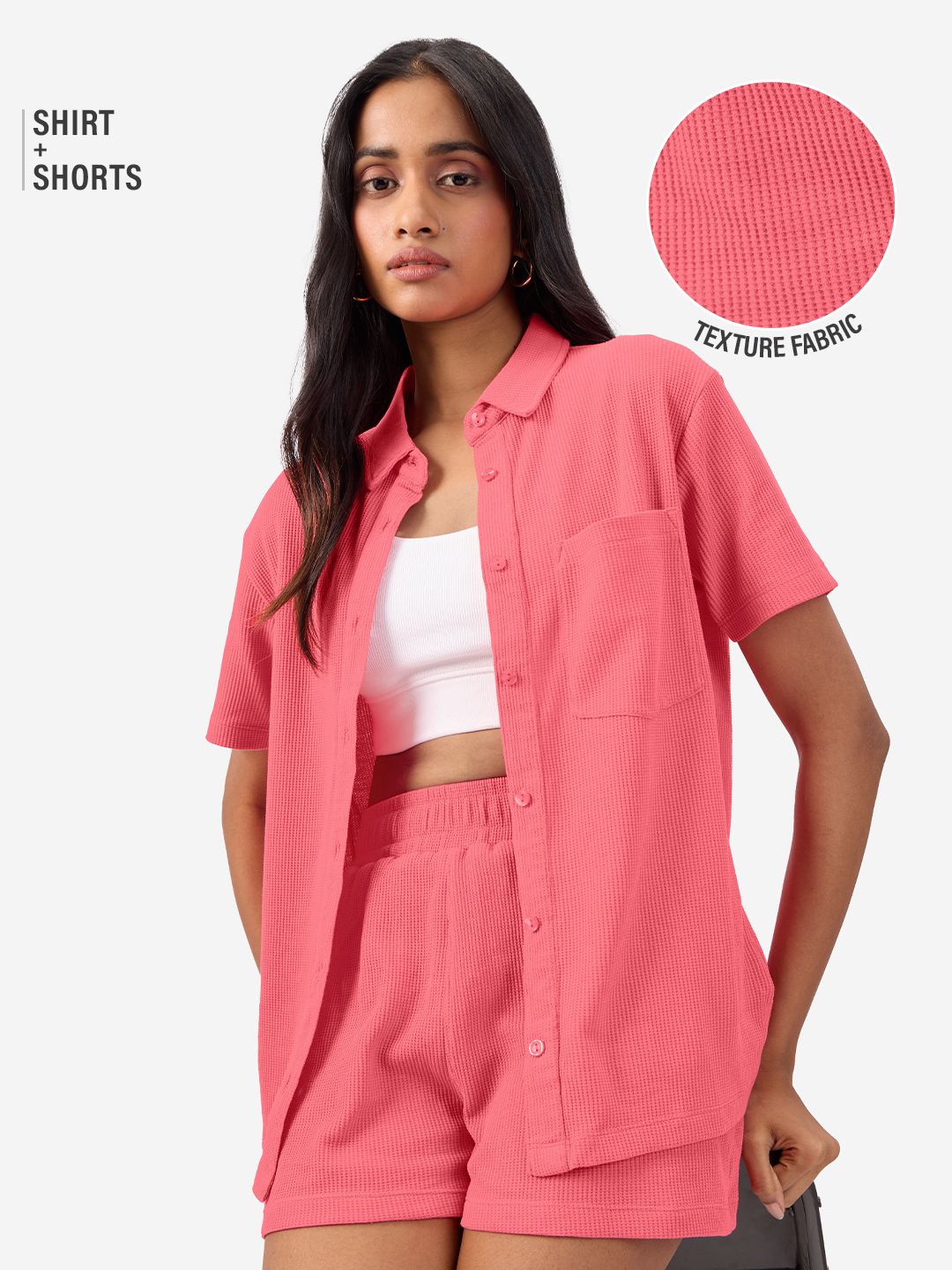 Solids: Coral Set Women Co-ord Sets