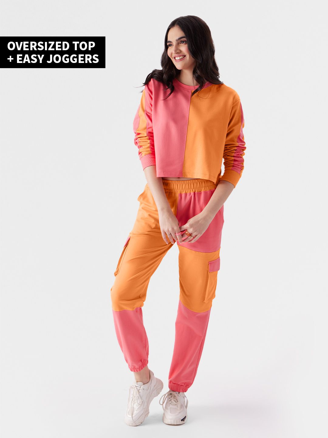 Buy Solids: Orange, Pink Colourblock Set Online